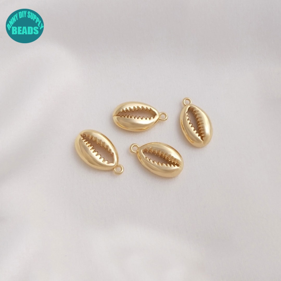14K Real Gold Plated Cowrie Shell Charm,necklace Charm,earring Pendant ...