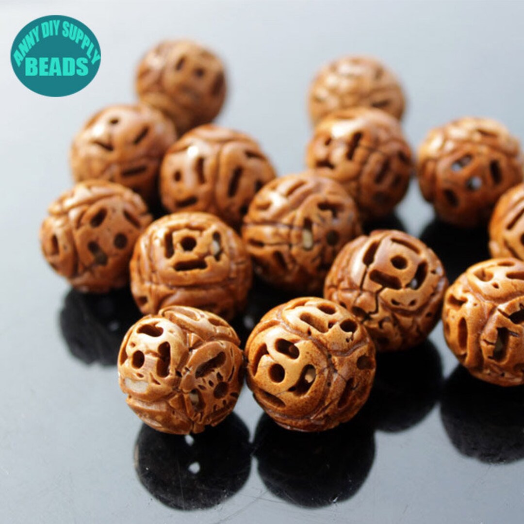 5PCS 16-18mm Peach Nut Beads,hand Carved Seedhollow Beads,bracelet ...
