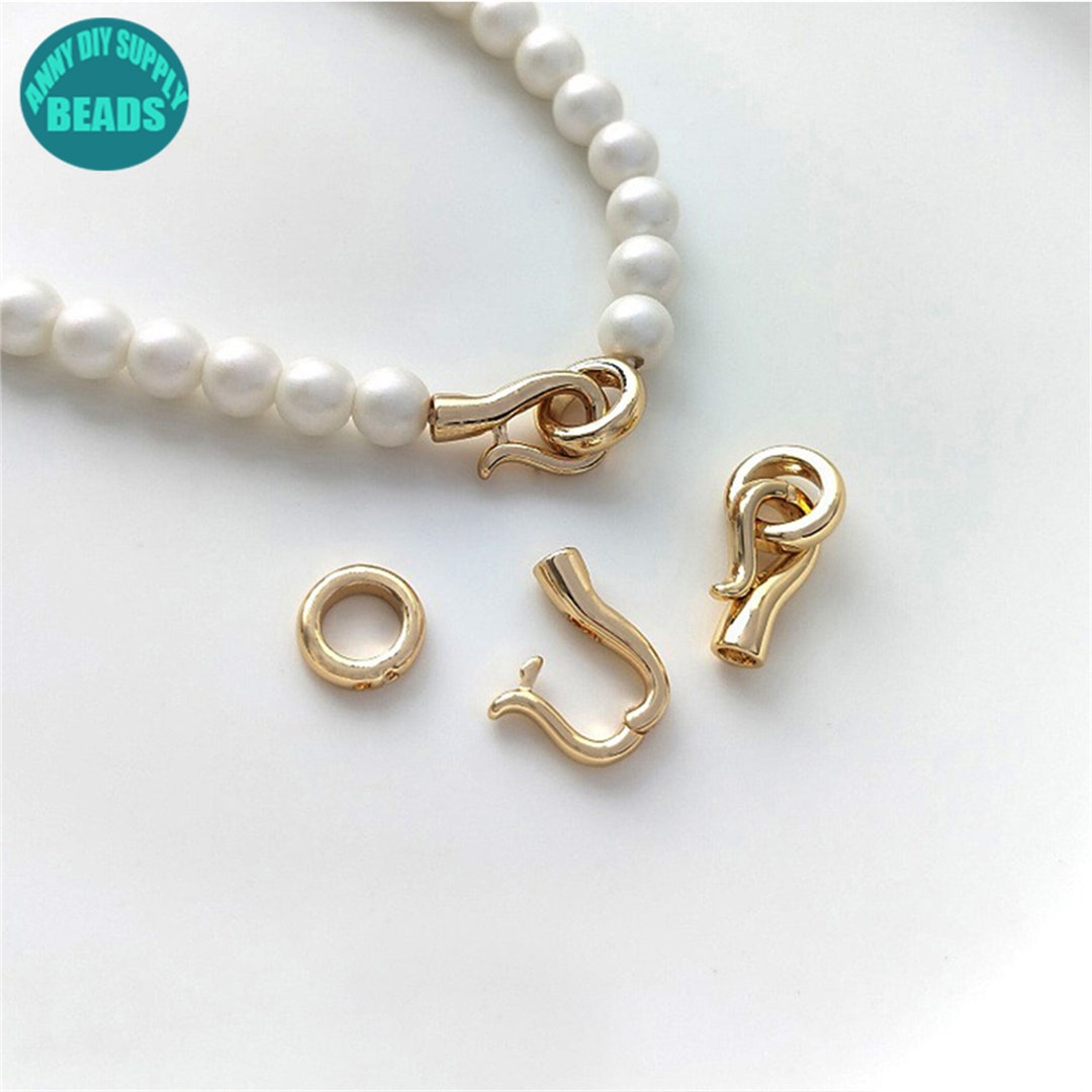 14K Gold Plated Brass Pearl Clasp,necklace Clasp,hook Clasp,pearl ...