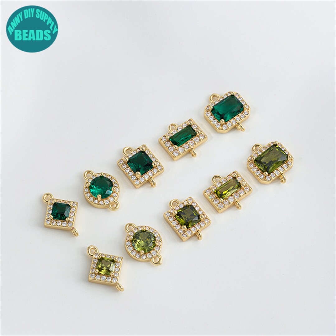 14K Gold Plated CZ Connector Charm,earring Connector,diamond CZ ...
