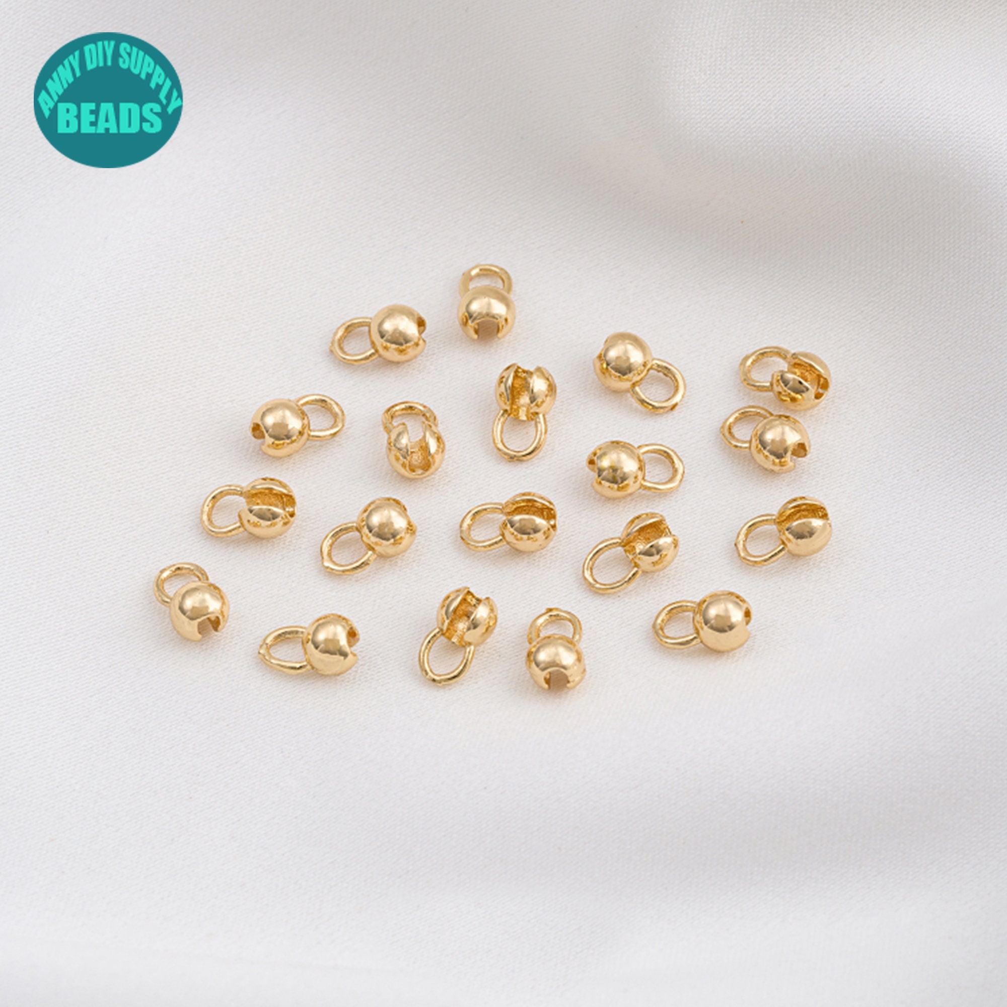 14K Gold Plated Brass Crimp End,bracelet End Covers,crimp Cover Beads ...