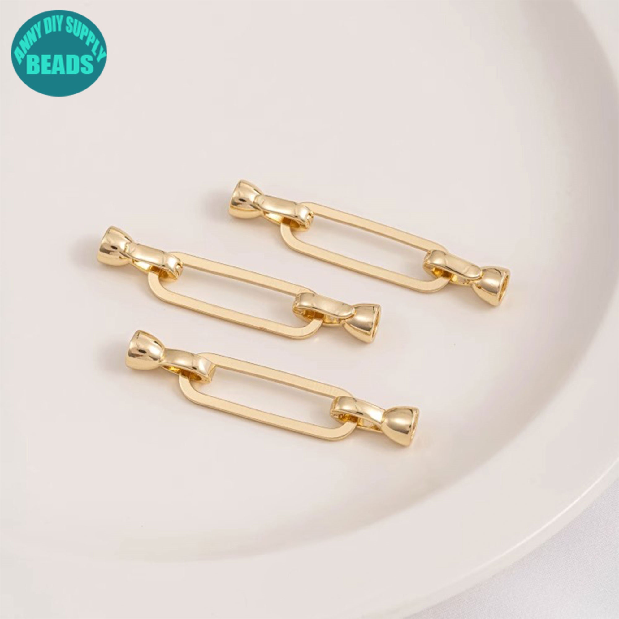 14K Gold Plated Brass Paper Clip Clasp,necklace Clasp,bracelet Clasp ...
