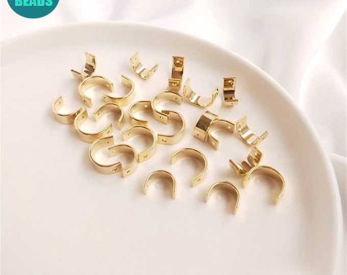 Gold Plated Semi-circle Bead Frames, Gold Tone Bead C Shape Frames for ...