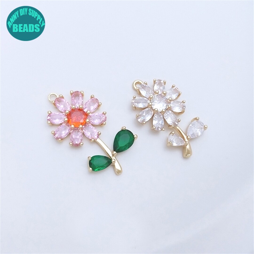 14k Gold Plated Flower Charm,flower Pendant,bracelet Charm,necklace ...