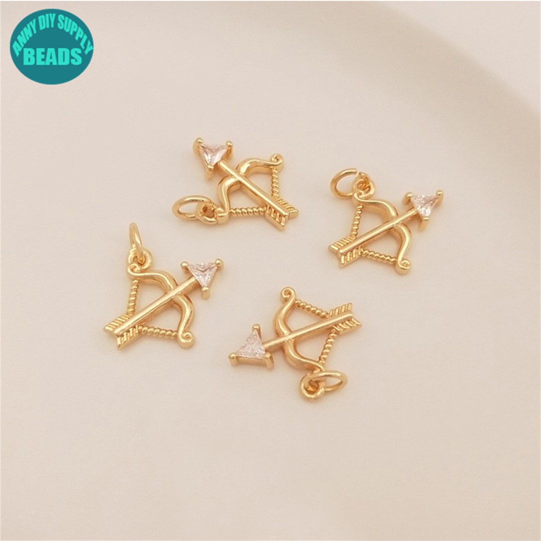 14k Gold Plated Arrow Charm,arrow Pendant,arrow Jewelry,bow and Arrow ...