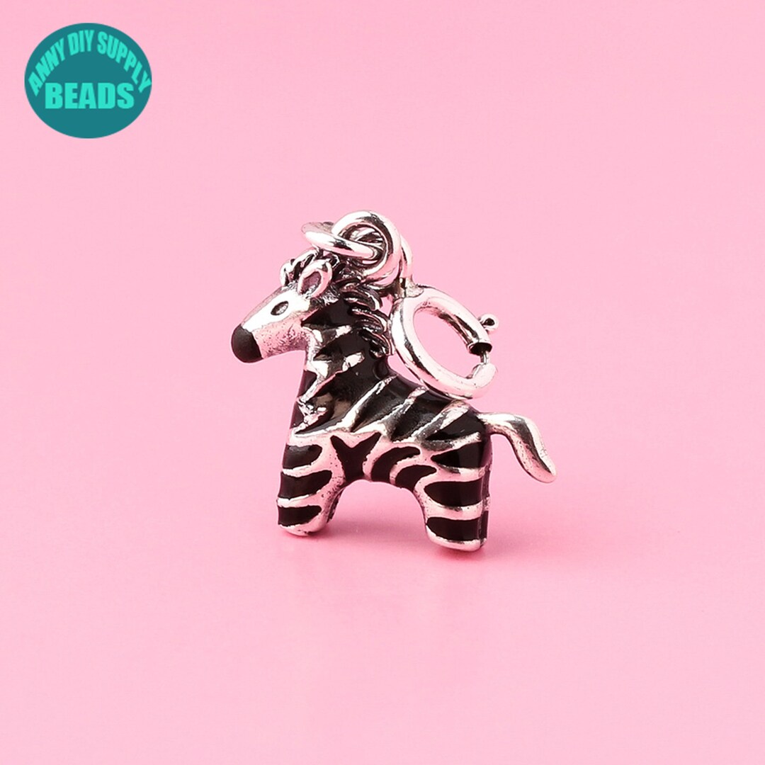 1PC S925 Solid Sterling Silver Zebra Charm Pendant,animal Charm With ...