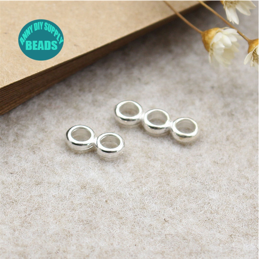 S925 Sterling Silver Bracelet Connector,2 Hole Spacer Bar Beads ...
