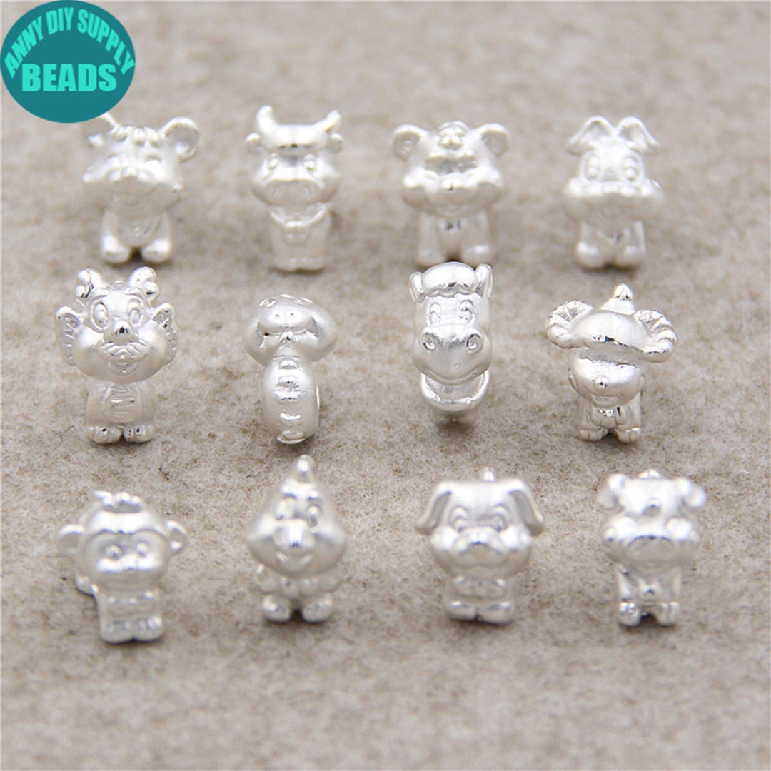 S925 Sterling Silver Chinese Zodiac Beads,bead Spacer,twelve Symbolic ...