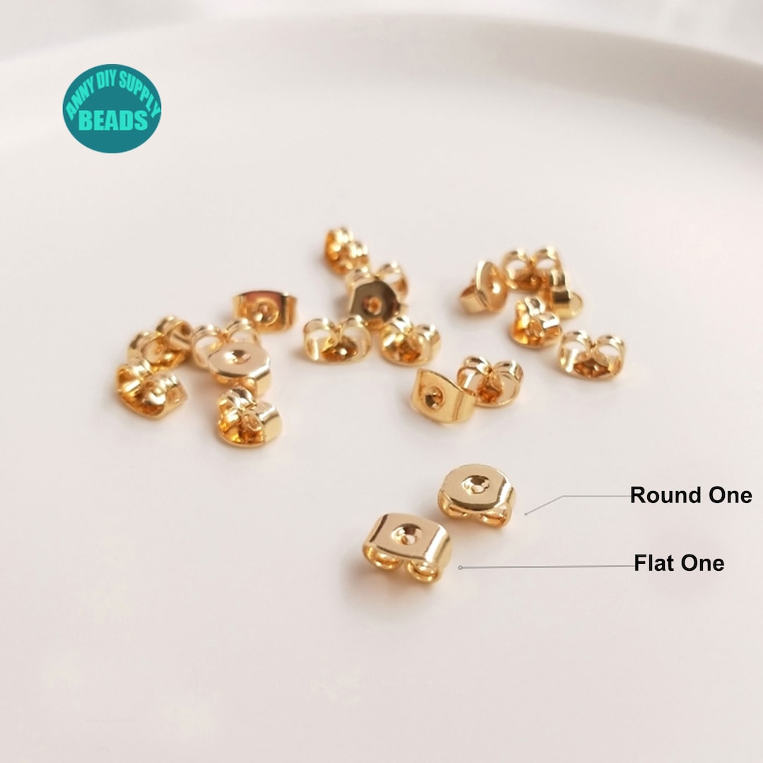 10/50pair 14K Real Gold Plated Ear Backs,gold Ear Back Stoppers,earring ...