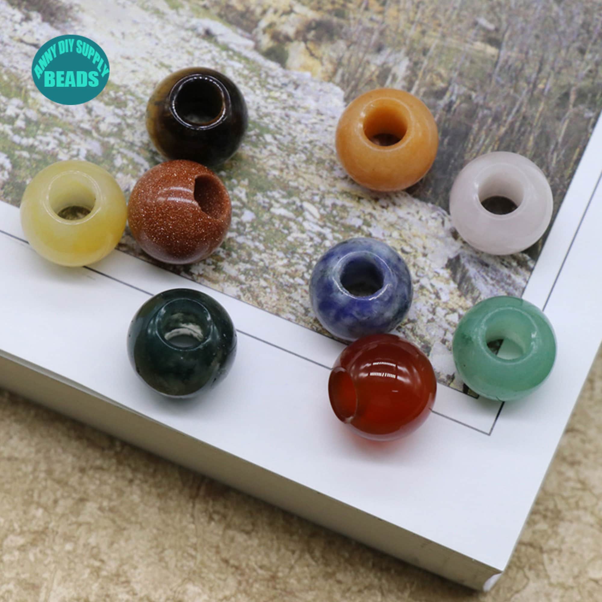 12mm Large Hole Gemstone Round Beads5mm Hole Beadsnatural - Etsy