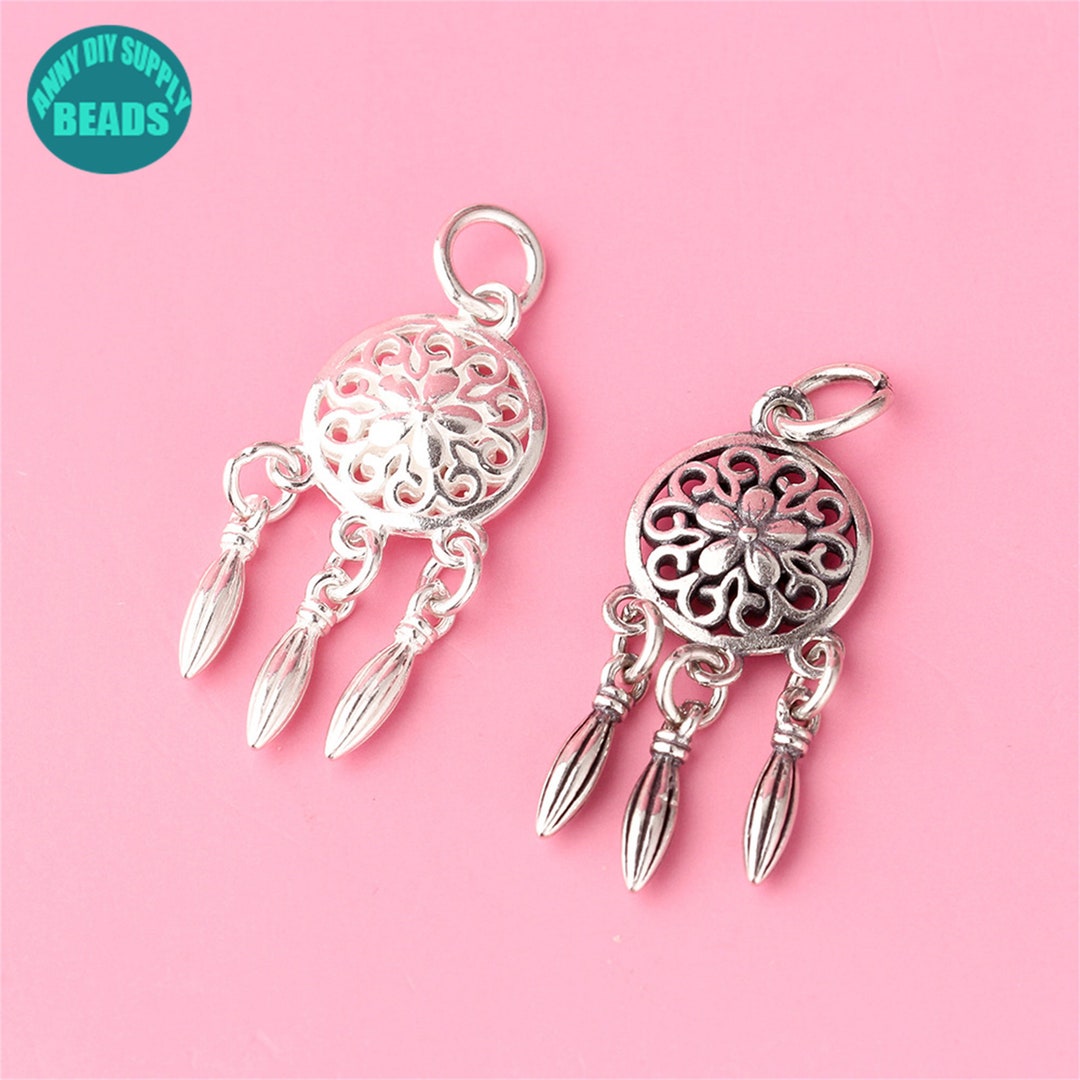 S925 Sterling Silver Dreamcatcher Charm,necklace Pendant,earring Charm ...