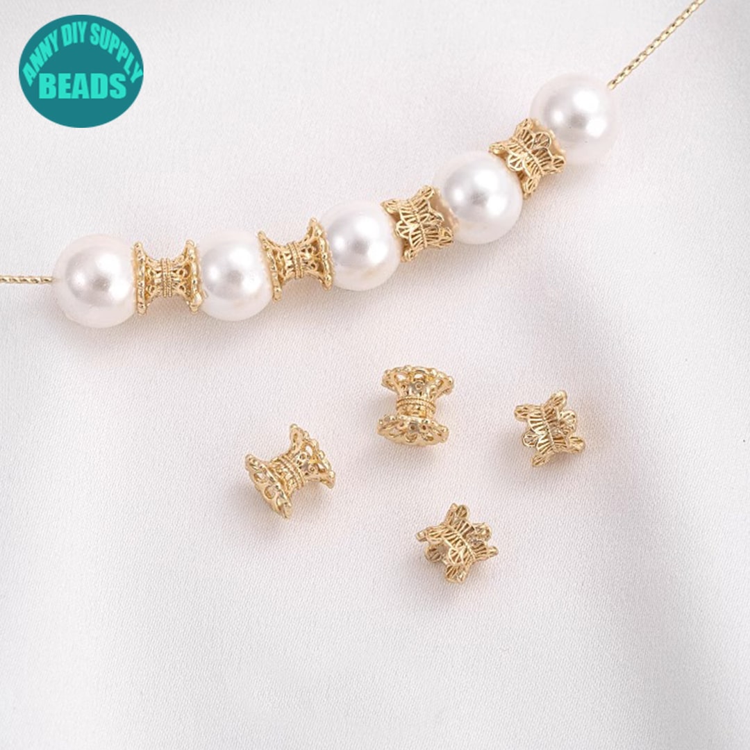 14K Gold Plated Brass Bead Caps: Double Face Flower Design - Etsy