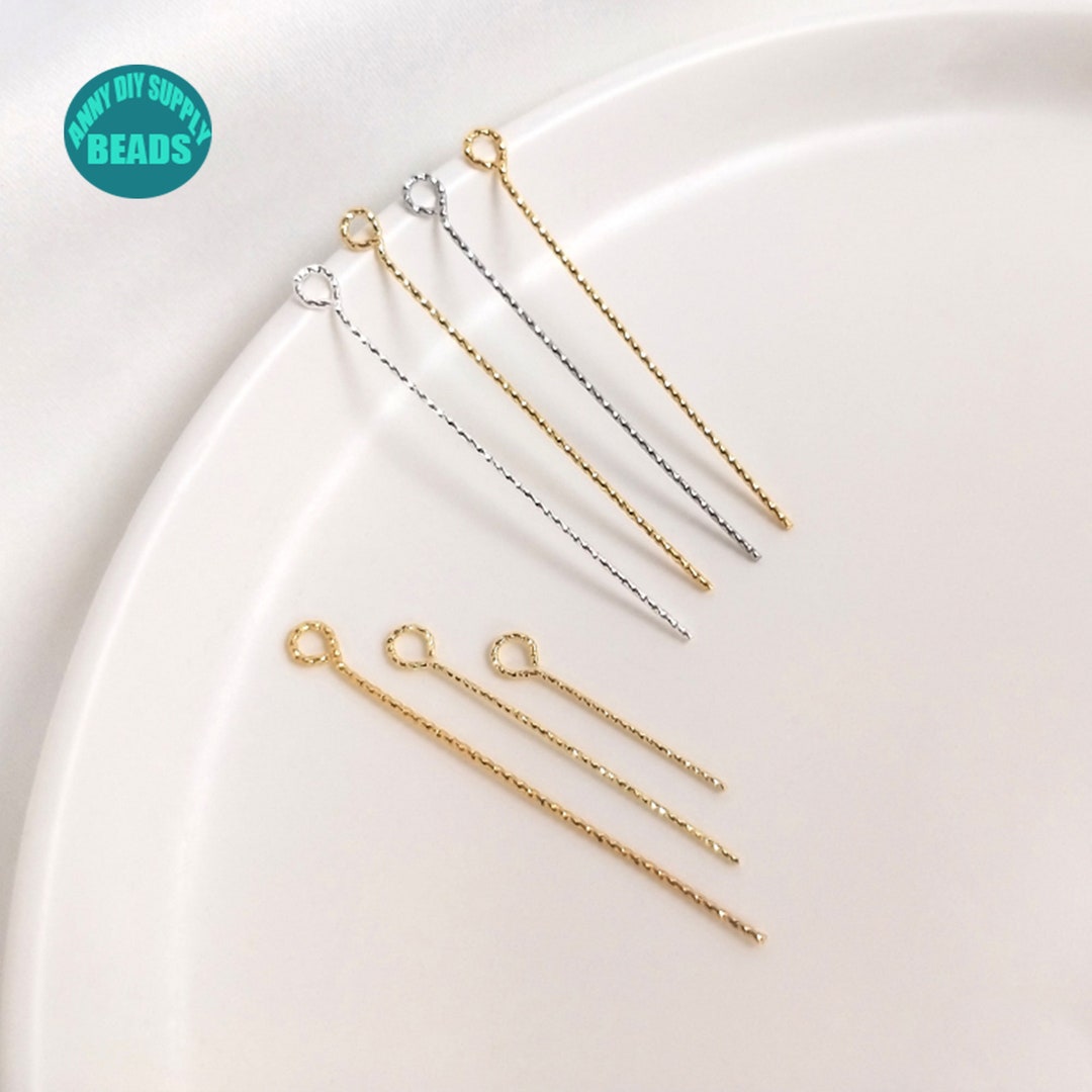 50PCS 14K Gold Plated Brass Eye Hole Pin,diamond Cut Wire Eye Hole Pin ...