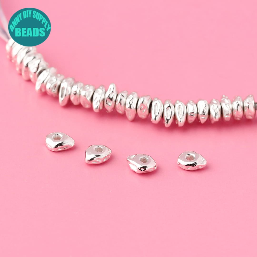 4mm Tiny S925 Sterling Silver Spacer Irregular Shape Beads,metal Spacer ...