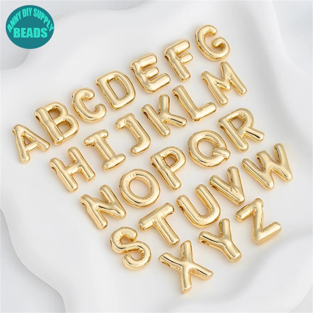 16x20mm 14k Gold Plated Brass Big Letter Beads,balloon Letter Charms ...