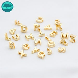 14k Gold Plated Brass Letter Beads,letter Charms,letter Pendant ...