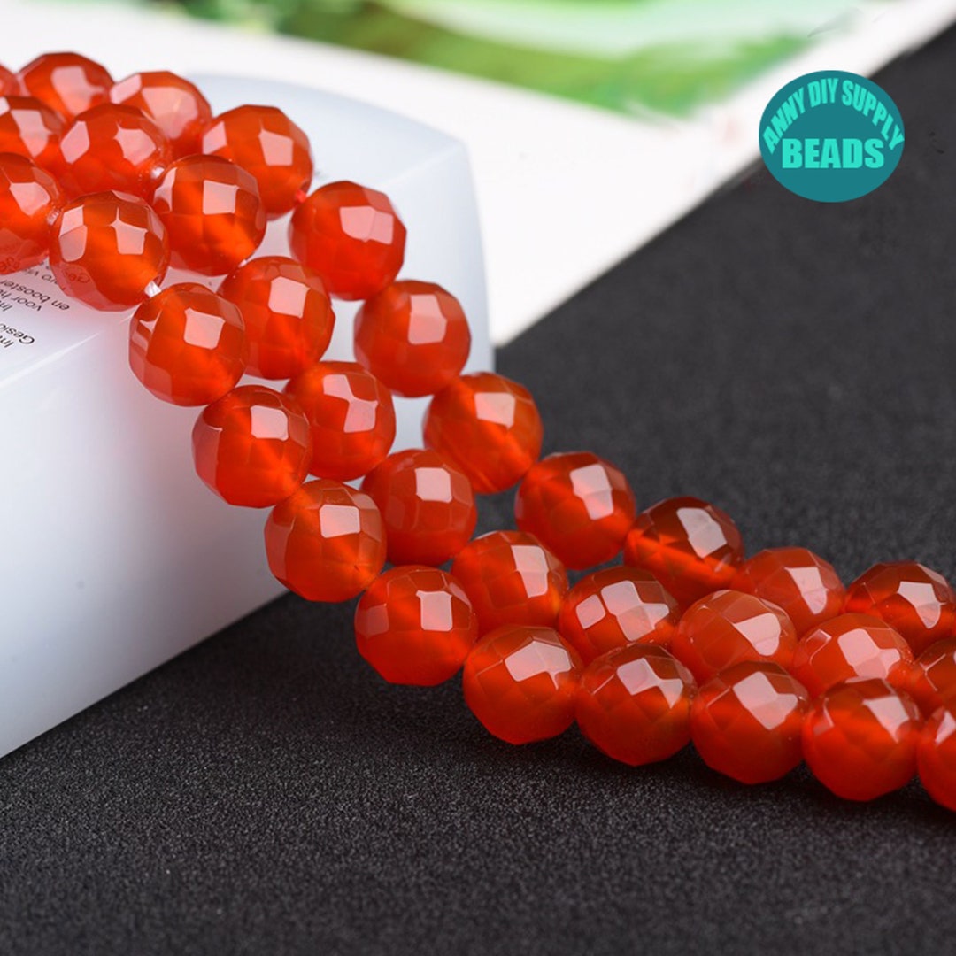 6/8/10/12/14/16/18mm Genuine Natural Red Onyx Beads,faceted Round Red ...