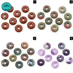 18mm Donut Gemstone Beads,natural Gemstone Beads,large Hole Donut ...