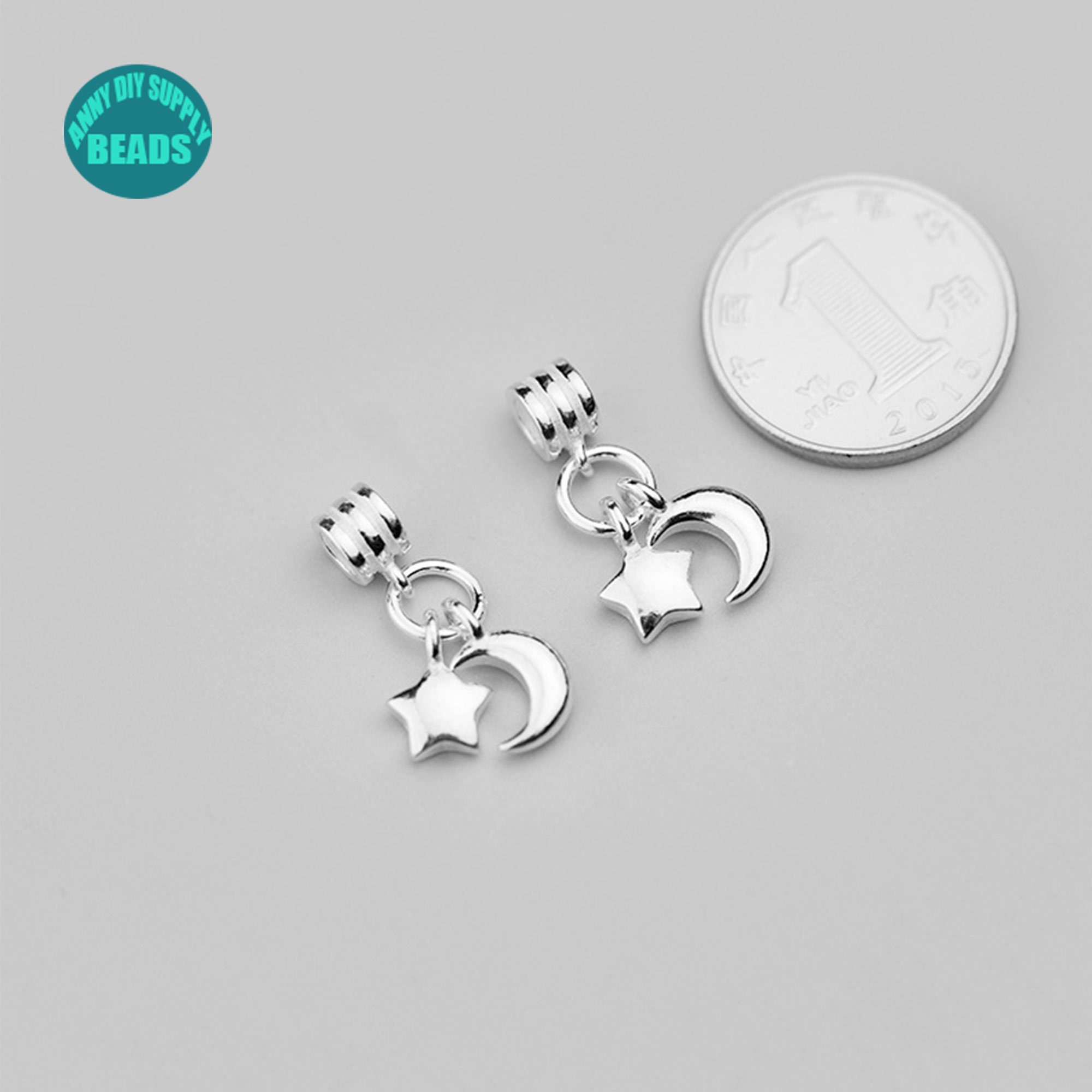 S925 Sterling Silver Moon Star Charms,silver Moon Charm,tiny Silver ...