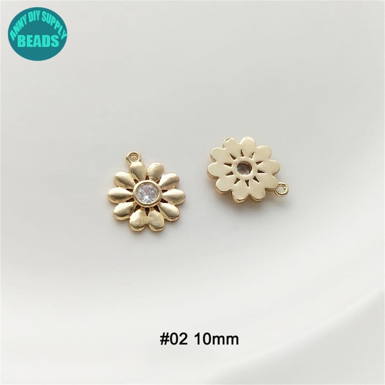14k Gold Plated Flower Charm,flower Pendant,rose Charm,bracelet Charms ...