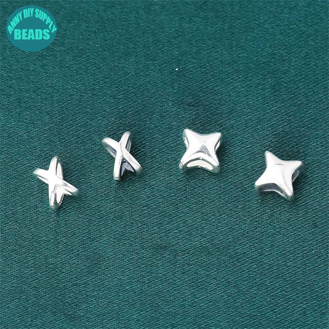 S925 Sterling Silver Letter X Beads,sterling Silver Star Beads,bead ...