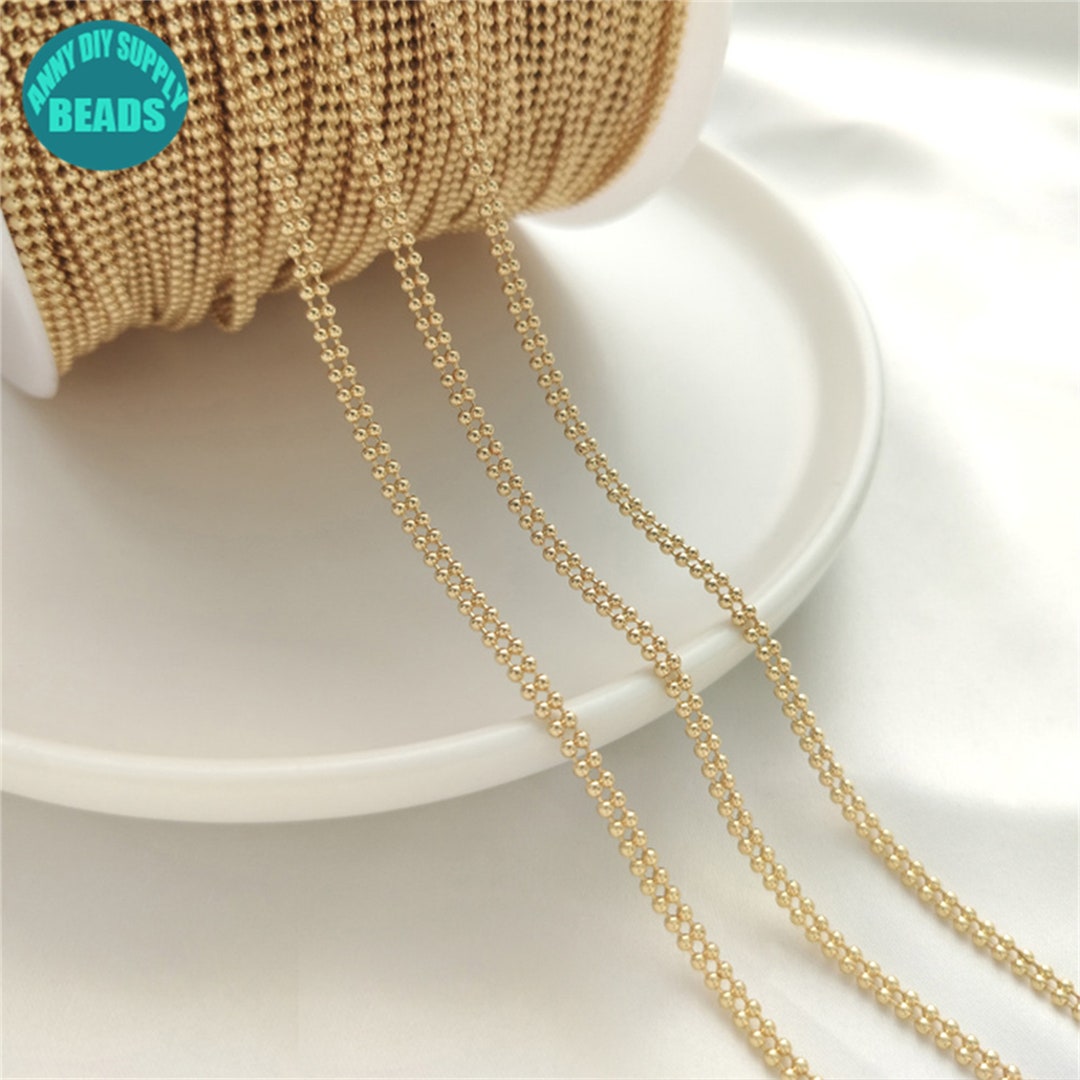 14K Gold Plated Brass Double Ball Chain,wide Ball Chain,necklace Chain ...
