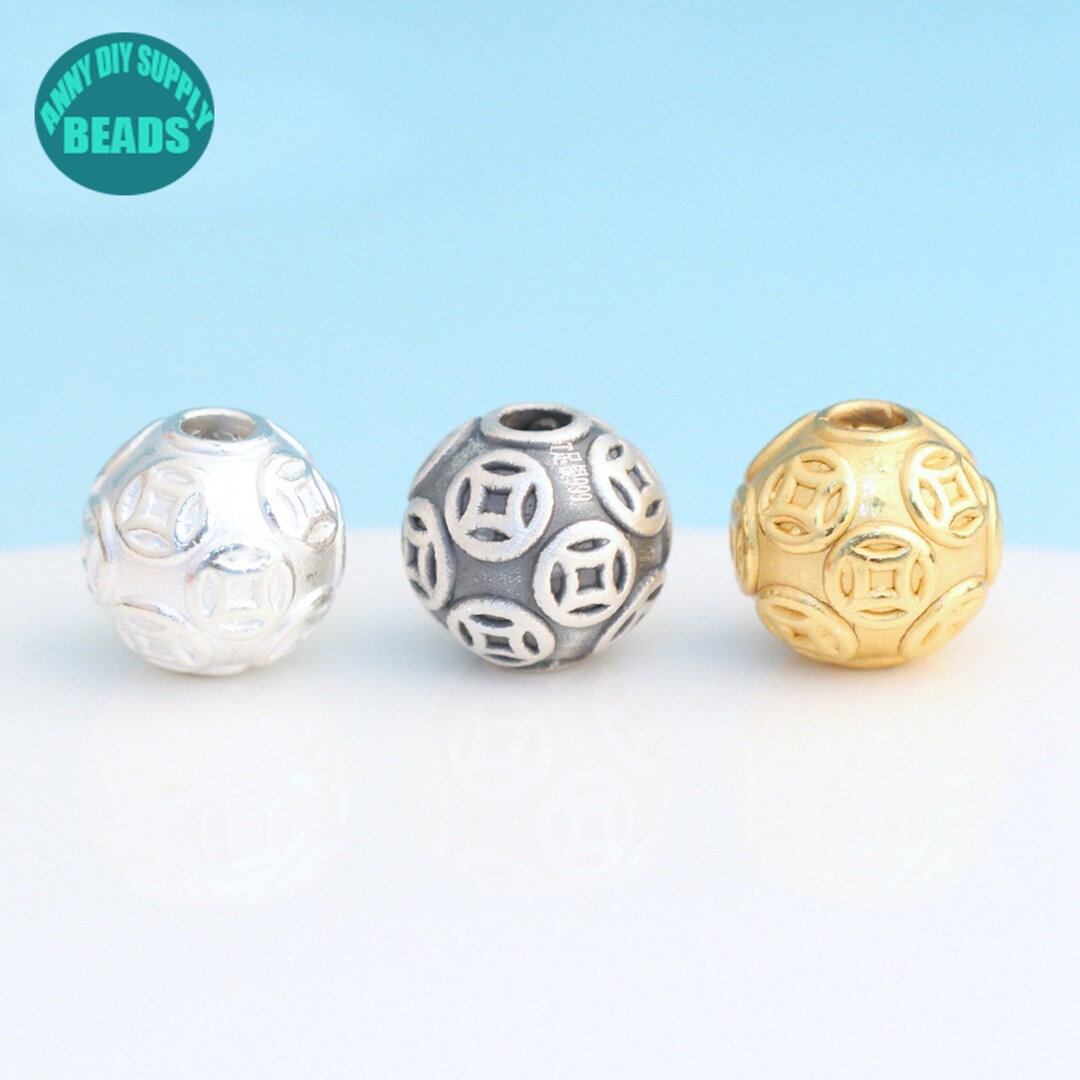 3d Hard S999 Fine Silver Money Beads,money Beads,round Silver Beads ...