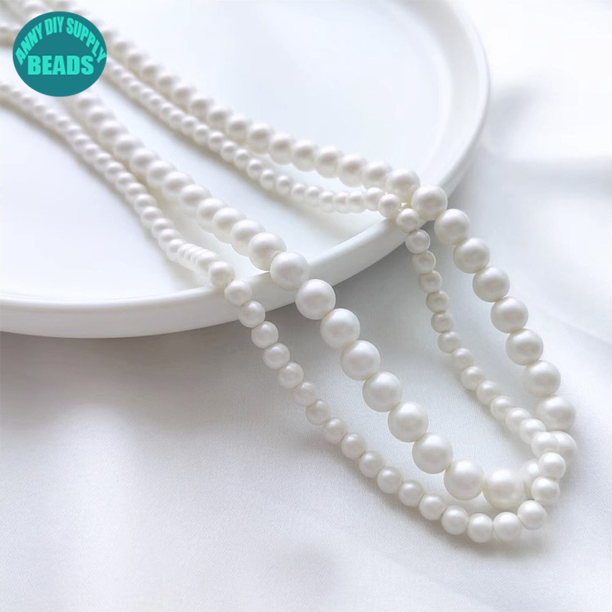 Matt Shell Pearl Beads,round Pearls Strand,matt Fake Pearl Beads,cotton ...