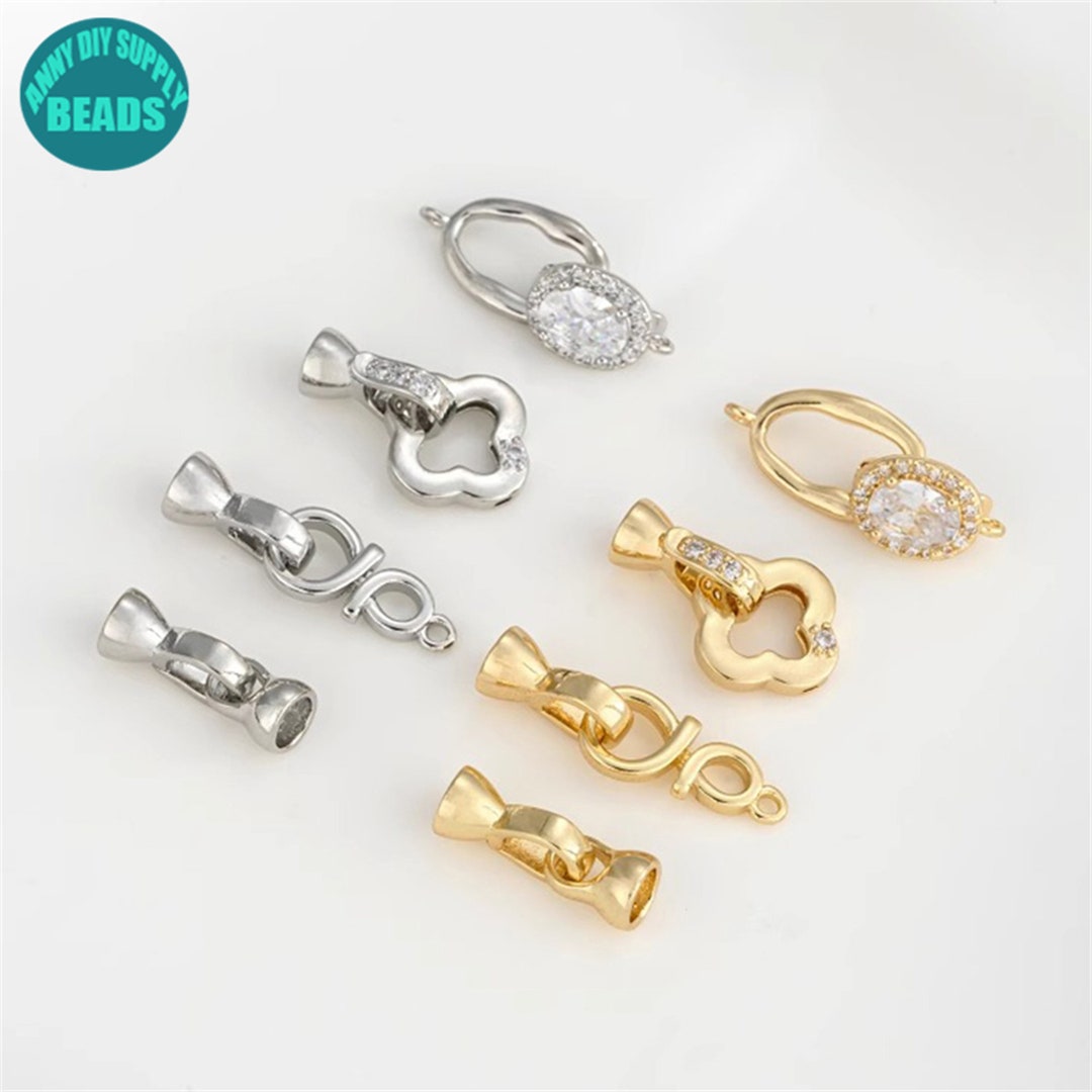 14K Gold Plated Brass Infinite Clasp,cz Paved Pearl Necklace Clasp ...