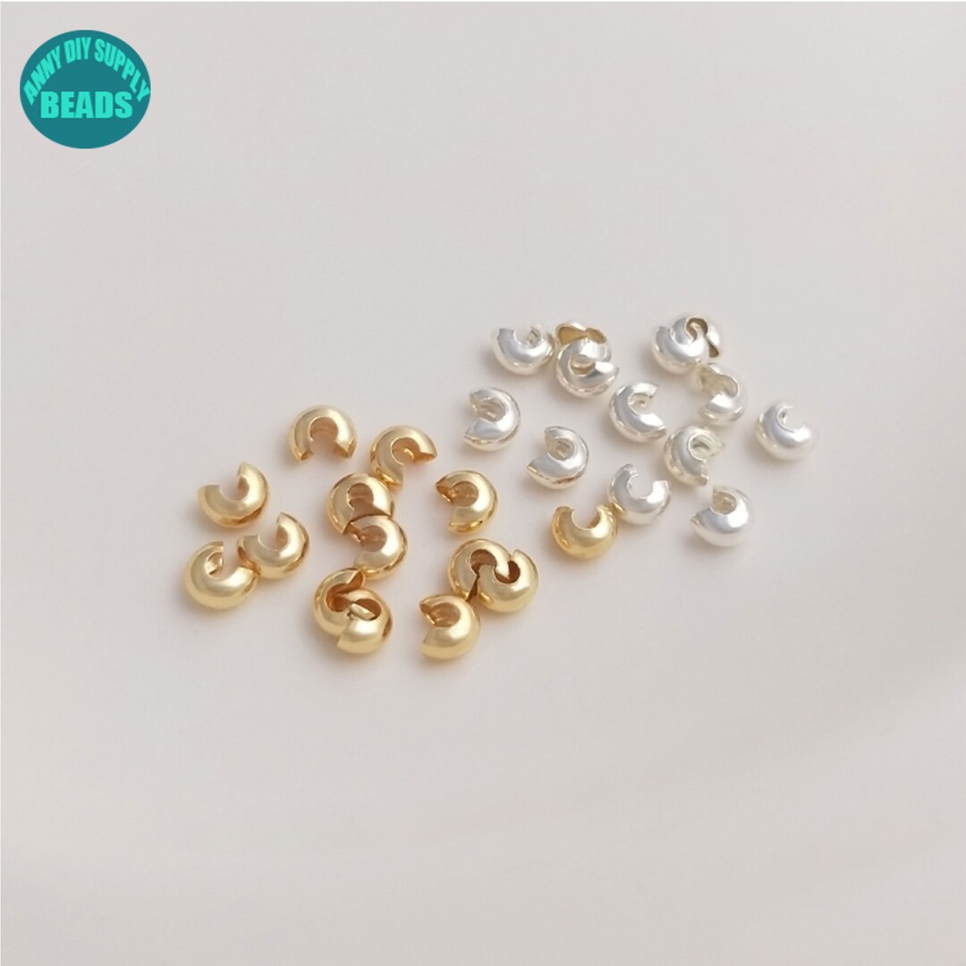 2.5/3mm/4mm 14K Gold Plated Brass Cover Beads,14k Gold Crimp Covers ...