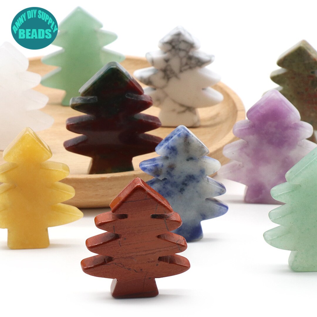 Natural Gemstone Pine Tree Charm,hand Carve Pine Tree Home Decor - Etsy