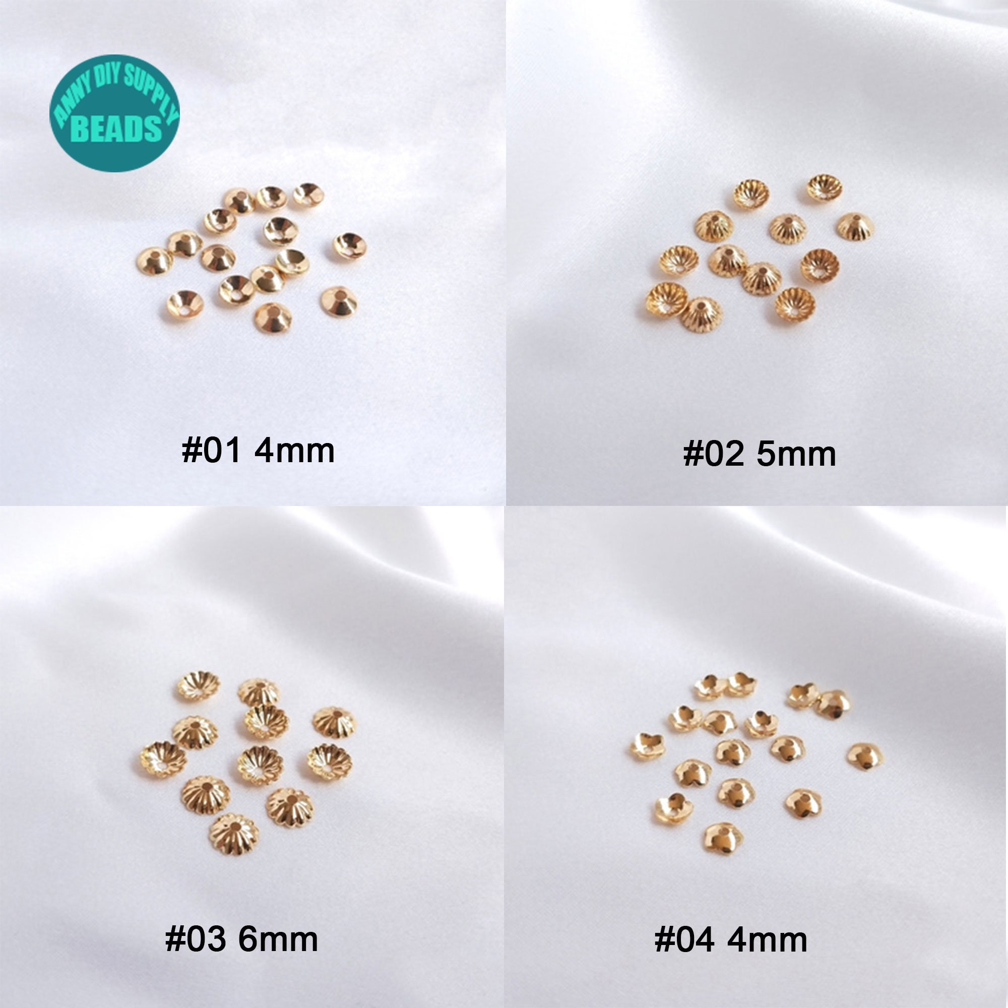 10/50/100PCS Real 14K Gold Plated Brass Bead Caps,brass Bead Caps,small ...
