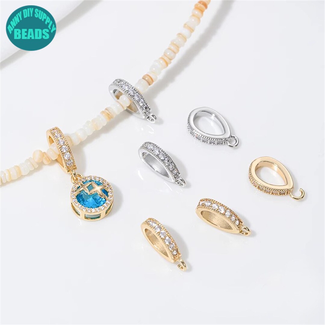 14k Gold Plated CZ Paved Bails,jewelry Bails,pendant Holder,gold Bails ...