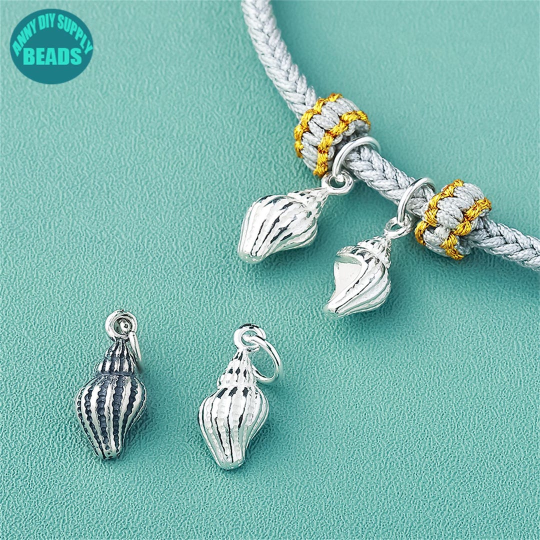 S925 Sterling Silver Conch Pendant,sea Charm,metal Charm,earring Charm ...