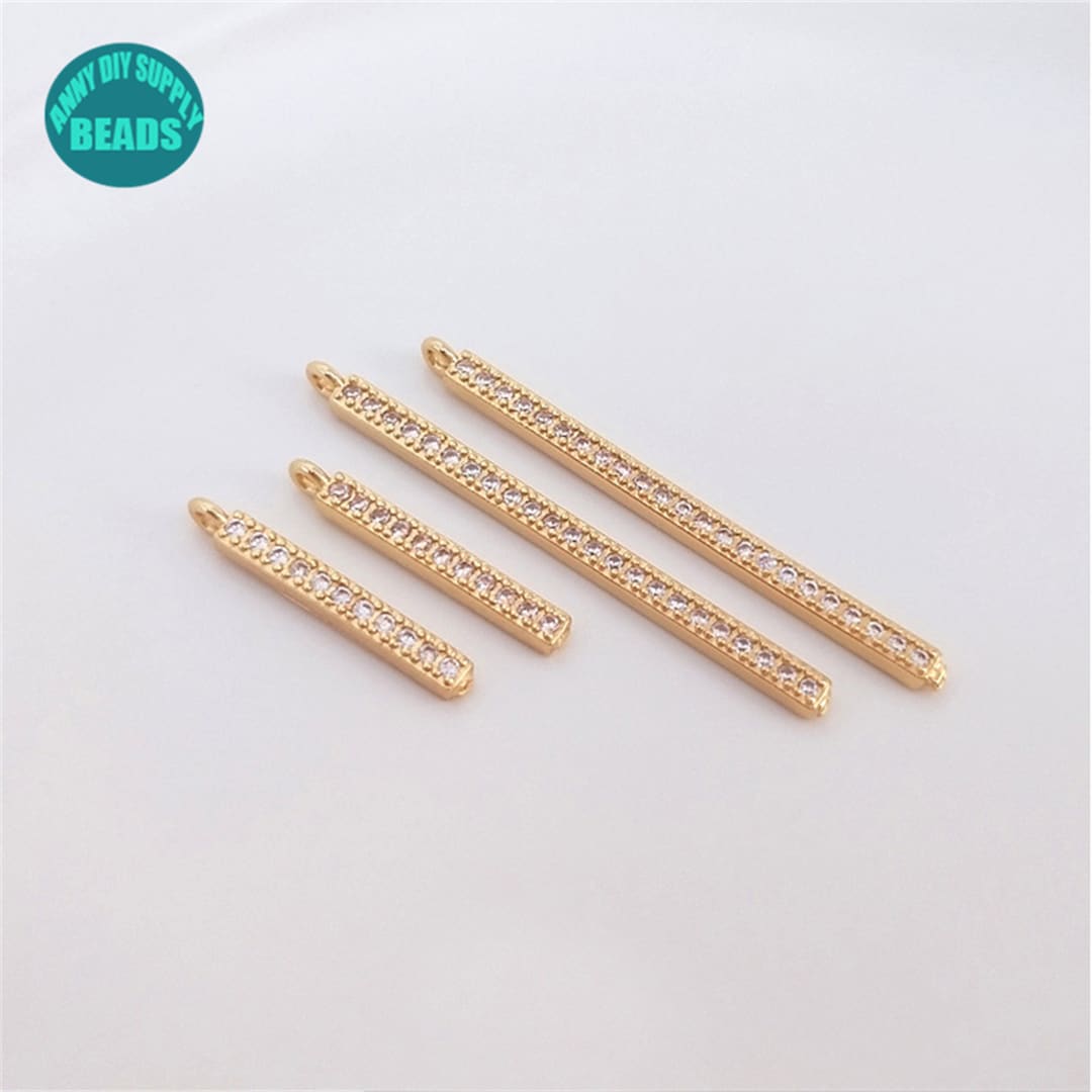 14k Real Gold Plated Brass Stick Pendant,stick Charms,rectangle Stick ...