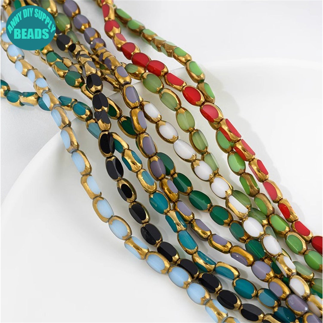 Solid Color Faceted Glass Rice Beads,glass Beads,oval Beads,earring ...