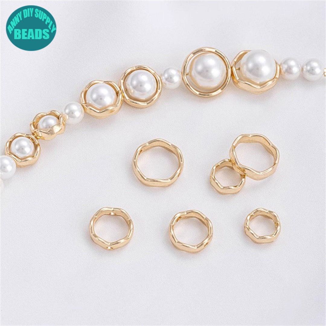 14K Gold Plated Wave Circle Bead Frames for 6/8/10mm Beads - Etsy