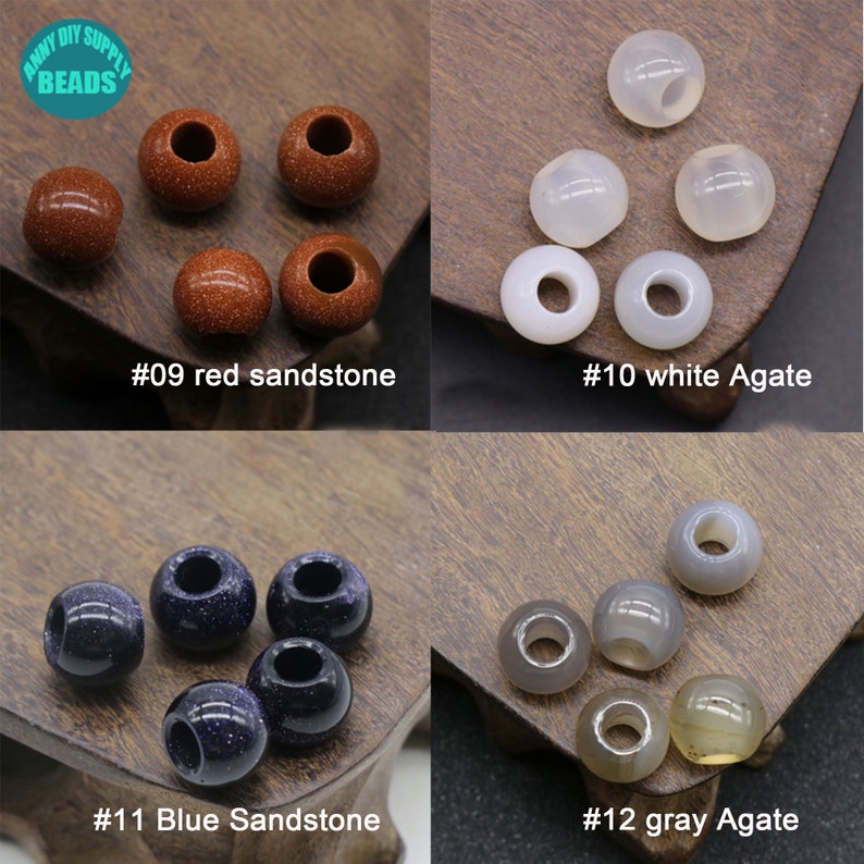 12mm Large Hole Gemstone Round Beads5mm Hole Beadsnatural - Etsy