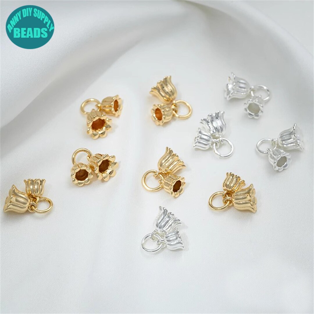 14K Gold Plated Bell Orchid Charm,gold Plated Charm,flower Pendant ...