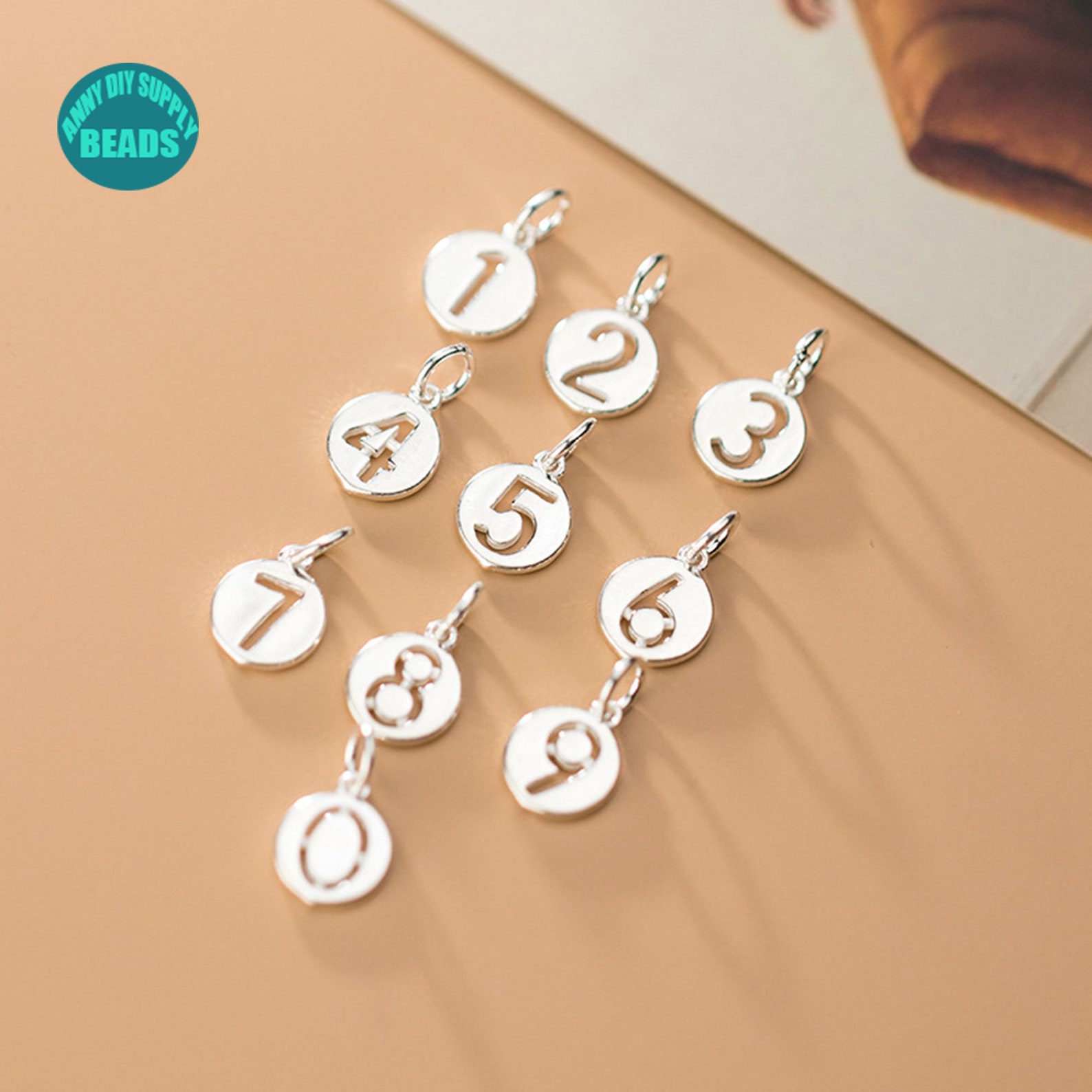 1PC S925 Sterling Silver Number Charmsilver Number - Etsy