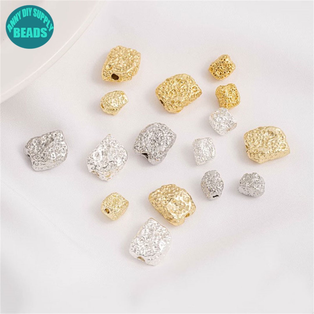14k Gold Plated Spacer Beads,pitting Surface Irregular Shape Nugget ...