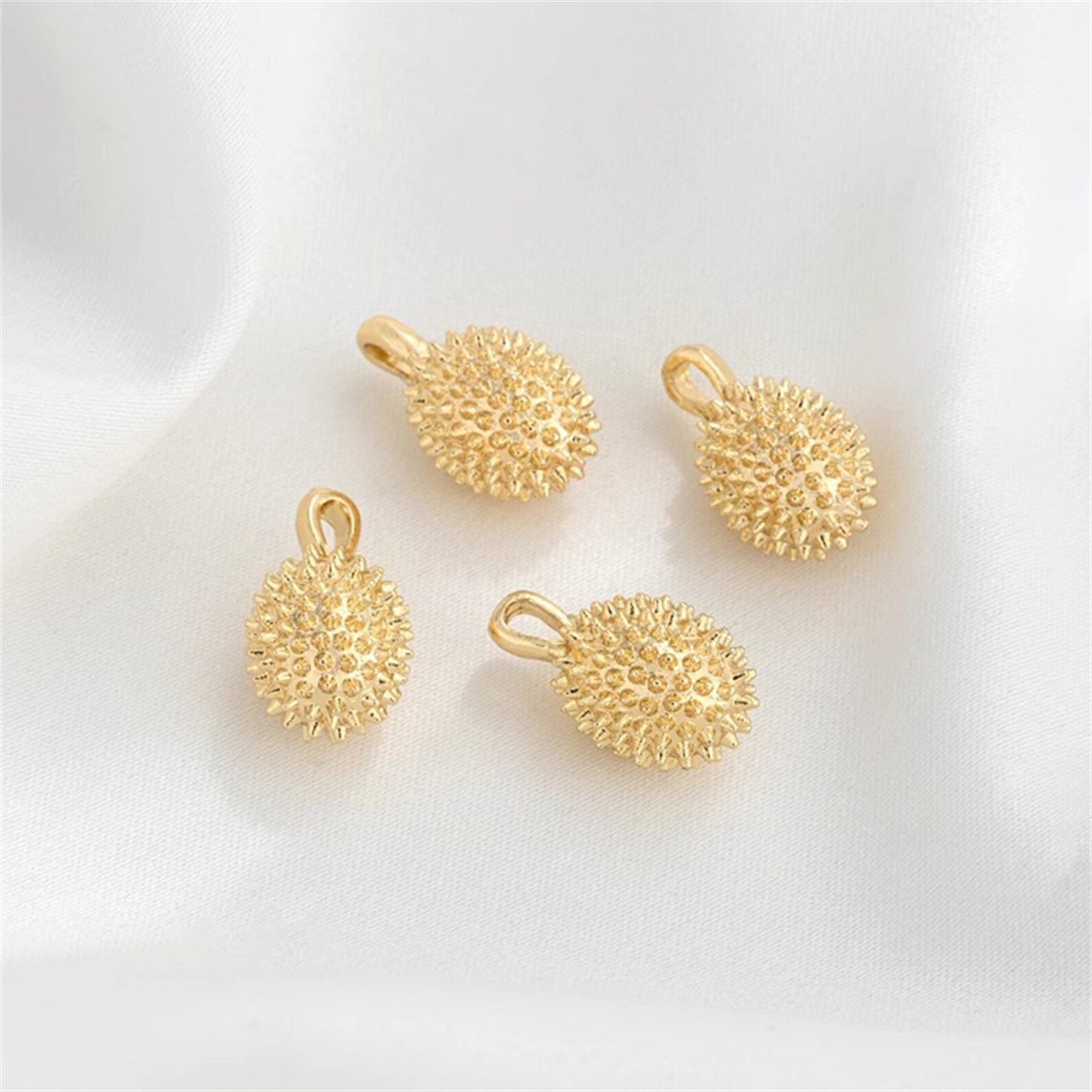 14k Gold Plated Brass Durian Charm,fruit Pendant,gold Charm,bracelet ...