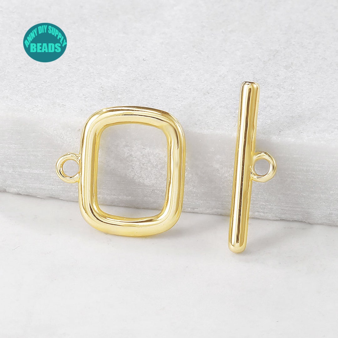 2/4/10/20 Set 14kgold Plated Brass Toggle Clasp,square Toggle Clasp - Etsy