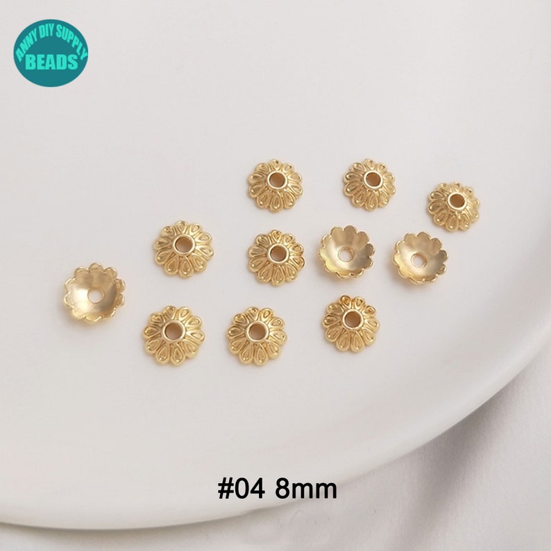 14K Real Gold Plated Brass Bead Caps,gold Bead Caps - Etsy