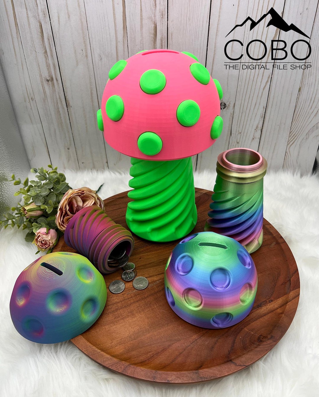 Mushroom Piggy Bank STL File for 3D Printing, Money Bank Digital File ...