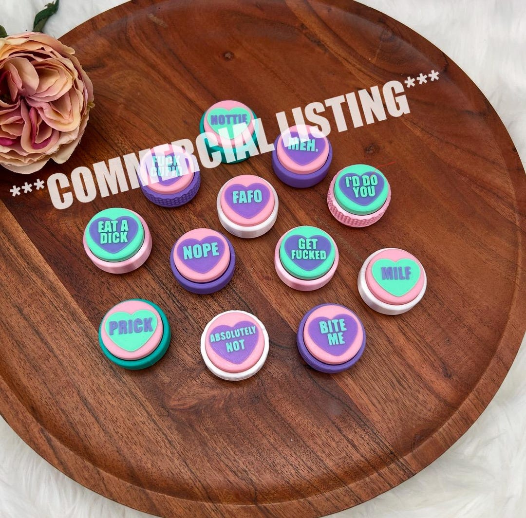 COMMERCIAL License Snarky/nsfw Conversation Heart Fidget Clickers ...