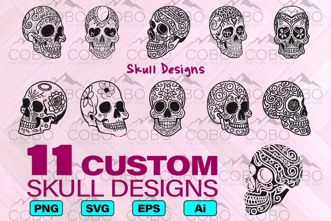 Skull SVG Bundle for Cricut, or Laser Engraver, Skull SVG - Digital ...