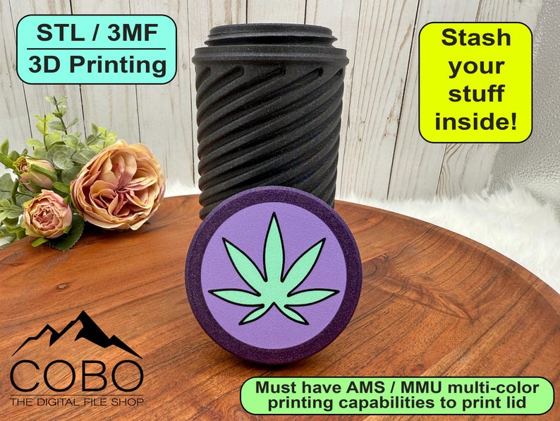 Pot Leaf Stash Jar, 3D Print Files (STL & 3MF) - Etsy