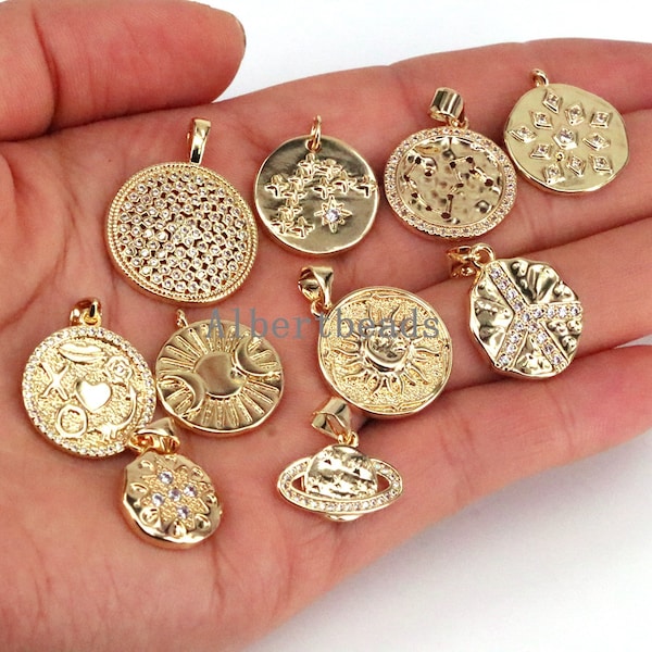 Gold Medallion Charm - Etsy