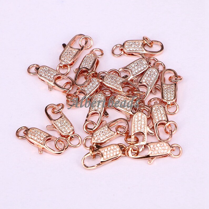 Metal Copper Clasps 5 16 Mm Paved CZ Lobster Clasp DIY - Etsy